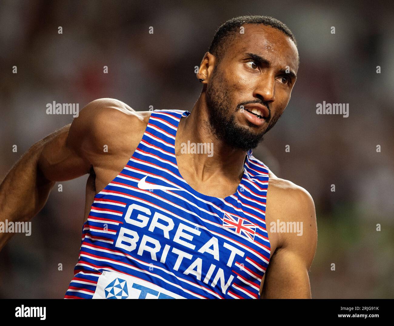 Budapest ,21th August 2023. Matthew Hudson-Smith of GB & NI stays ...