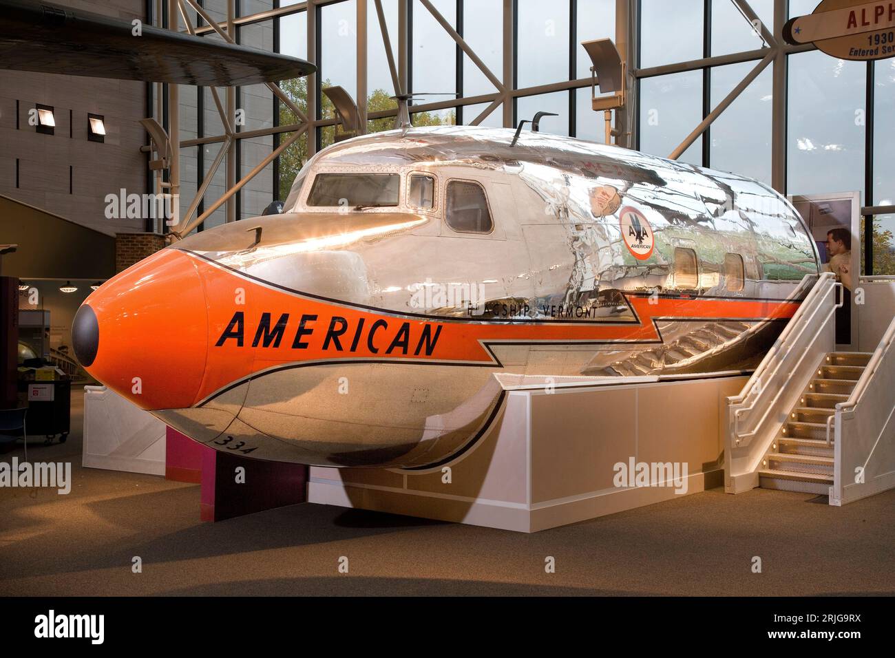 Nose section of a 1950's era American Airlines DC-7 on dispaly at the ...