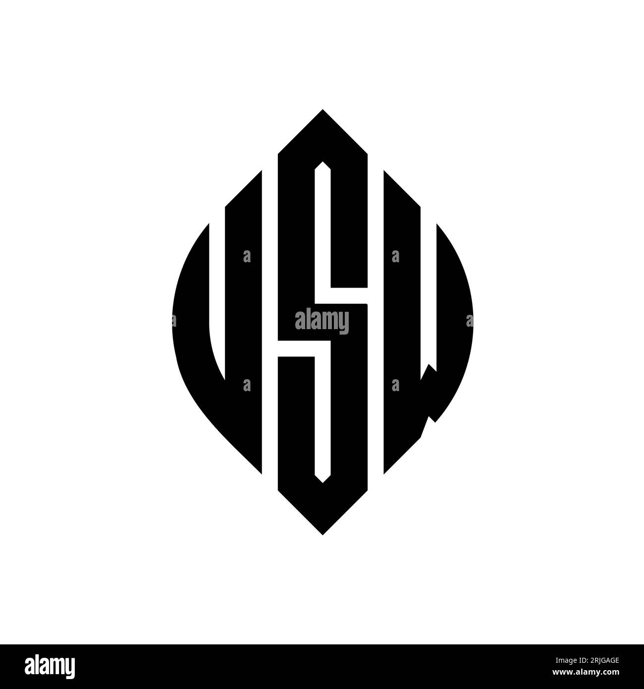 USW circle letter logo design with circle and ellipse shape. USW ...