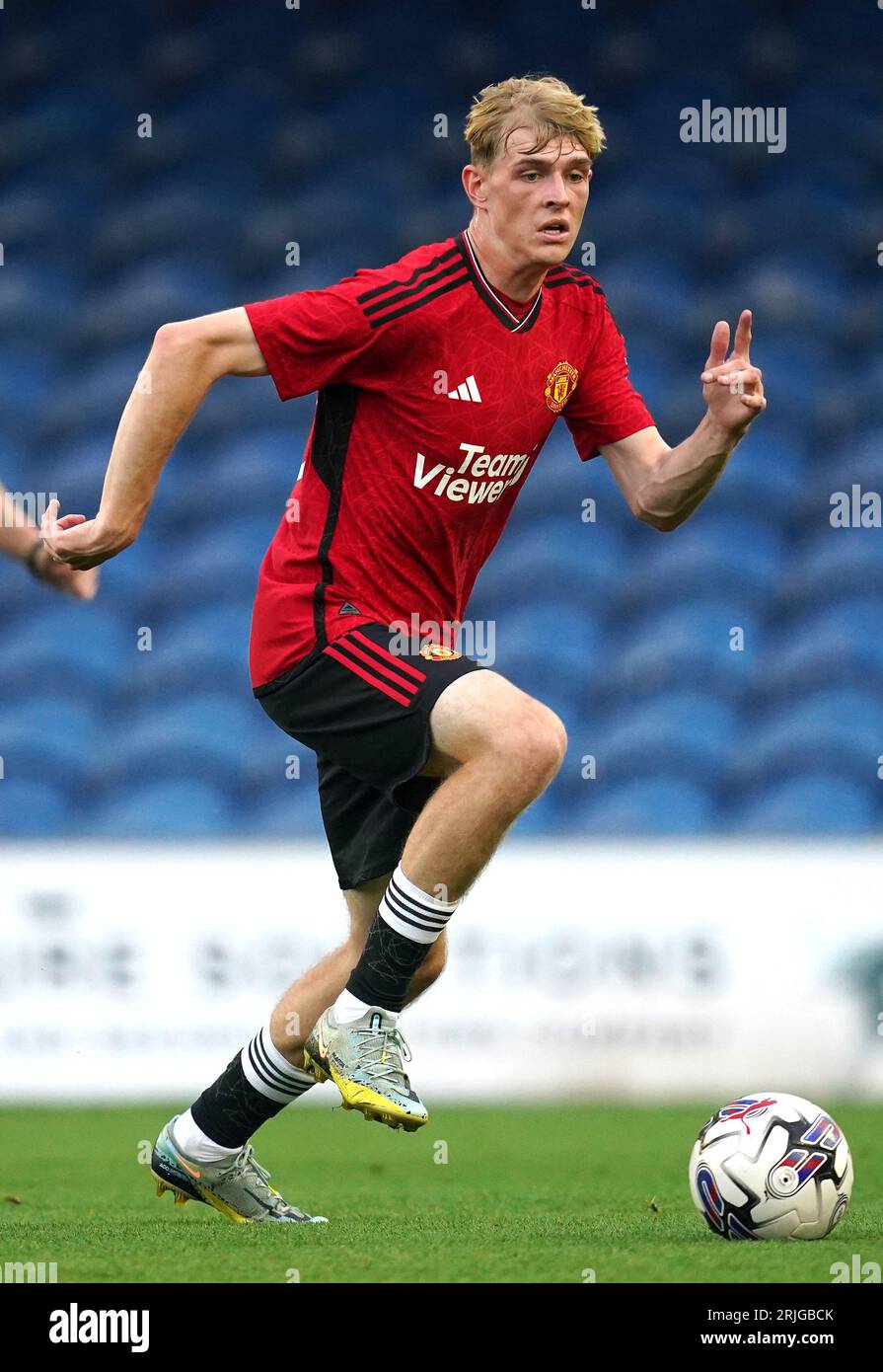 Manchester Uniteds Toby Collyer In Action During The Efl Trophy Group Stage Match At Edgeley