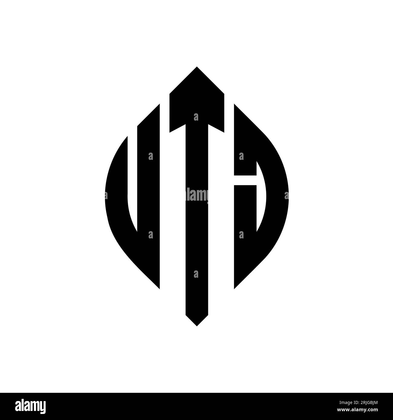 UTJ circle letter logo design with circle and ellipse shape. UTJ ...