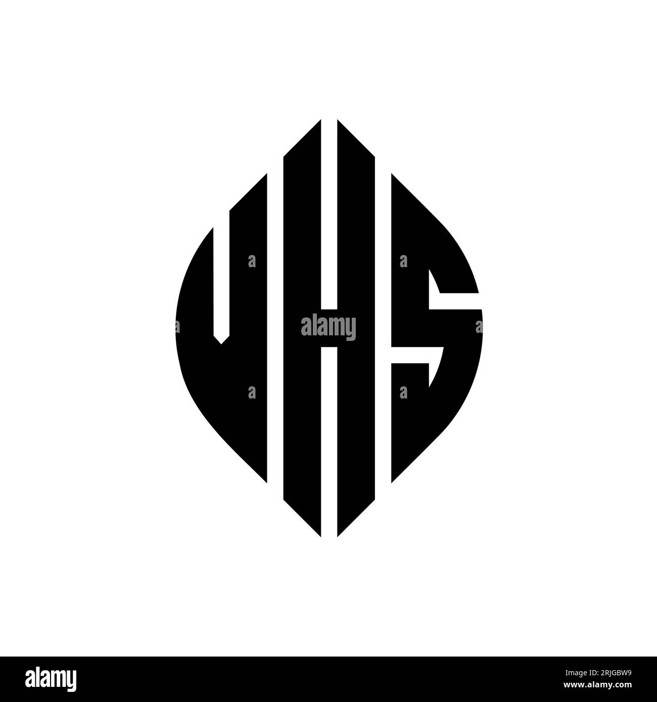 VHS circle letter logo design with circle and ellipse shape. VHS ...