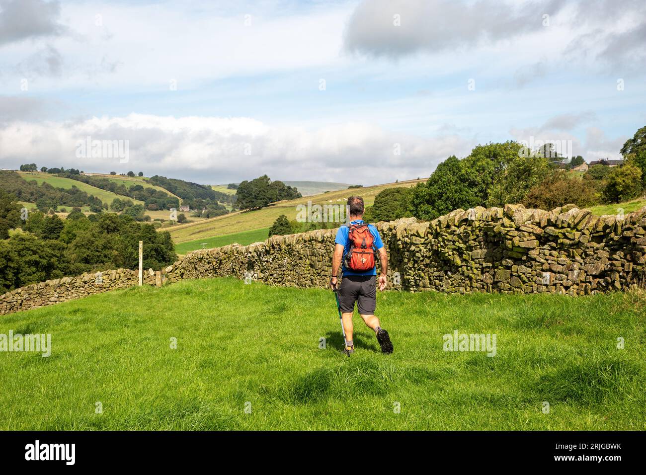 Man walking in the countryside along the North Staffordshire Peak ...