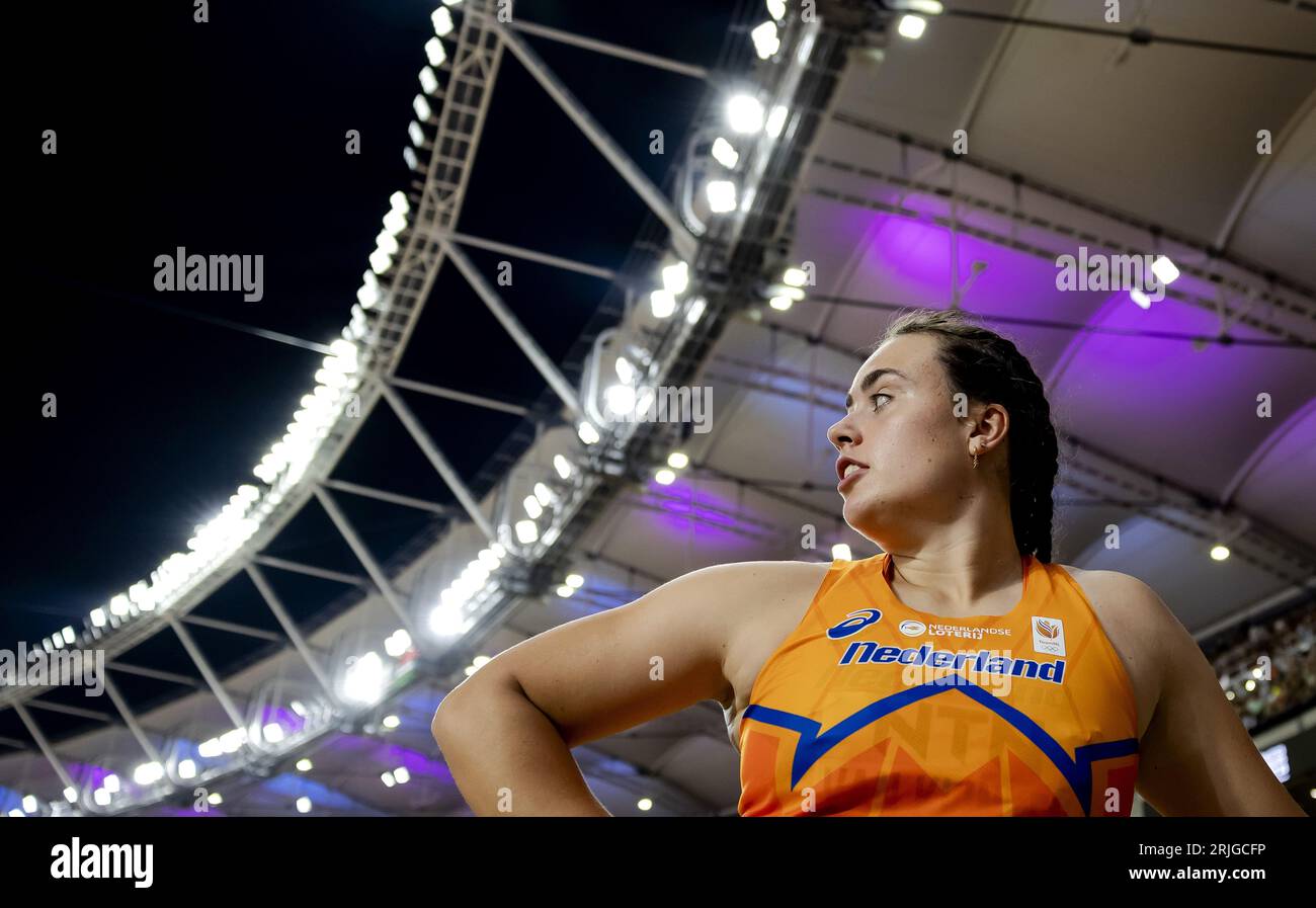 BUDAPEST - Jorinde van Klinken after the final of the discus throw ...
