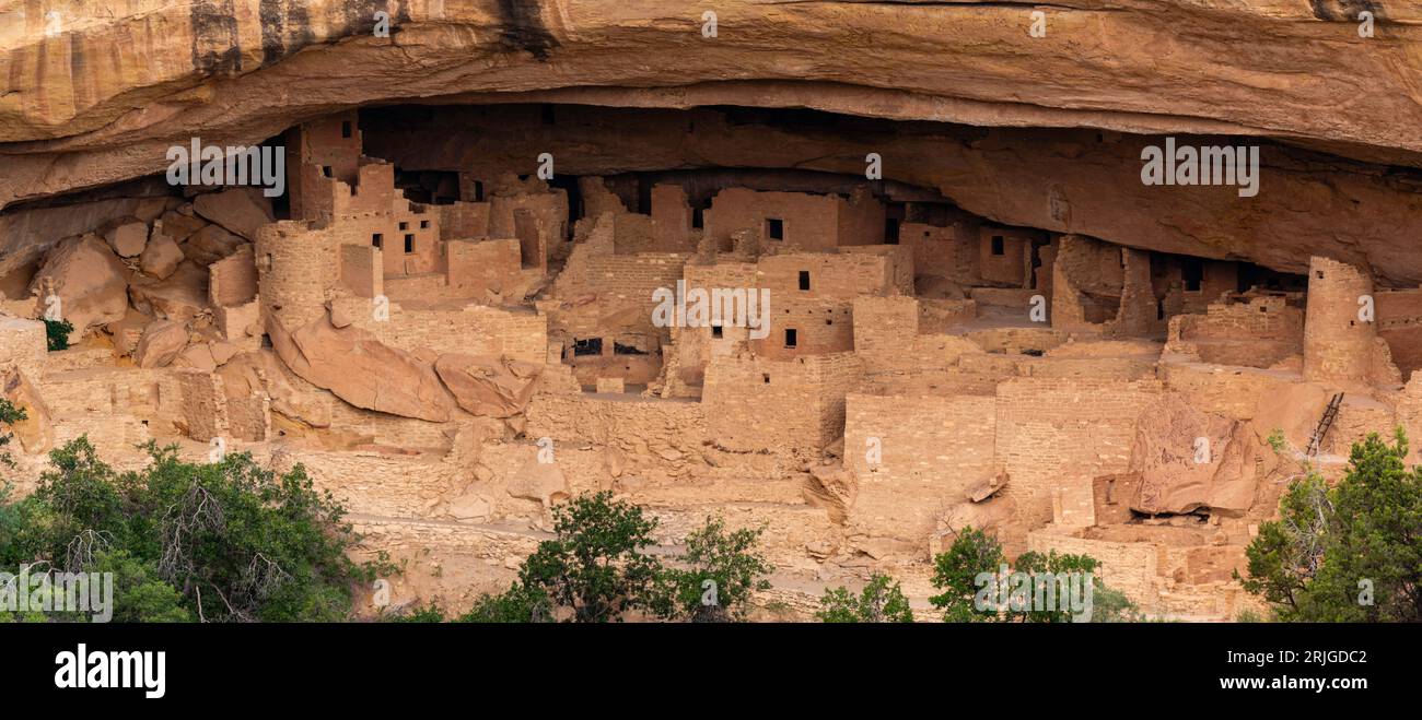 Cliff Palace in alcove at Chapin Mesa, view from Mesa Top Loop, Sun Temple Overlook, Mesa Verde ...