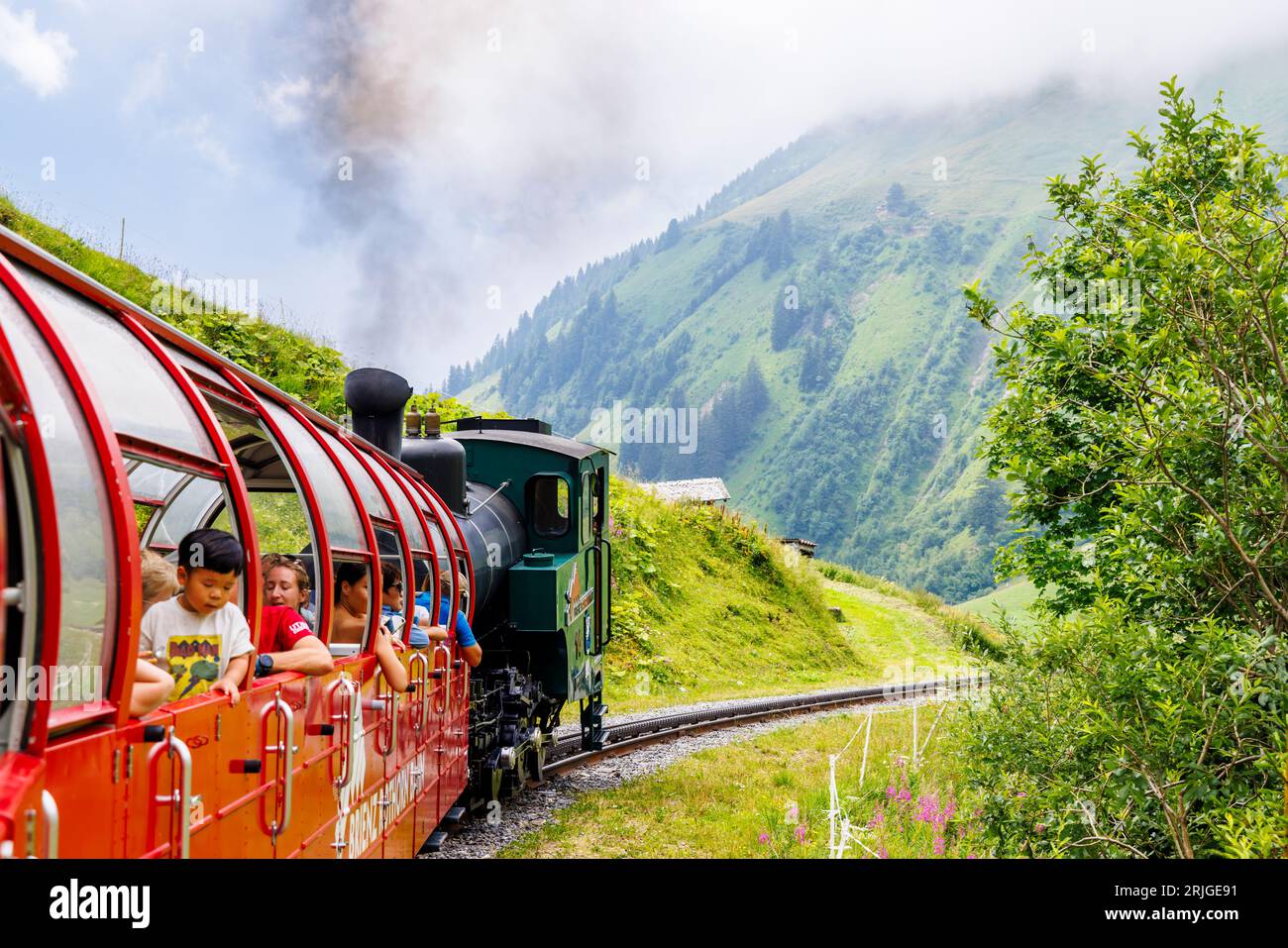 Brienz Rothorn Railway, a popular vintage cogwheel railway on the ...