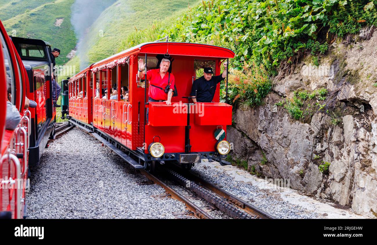 Brienz Rothorn Railway, a popular vintage cogwheel railway on the ...