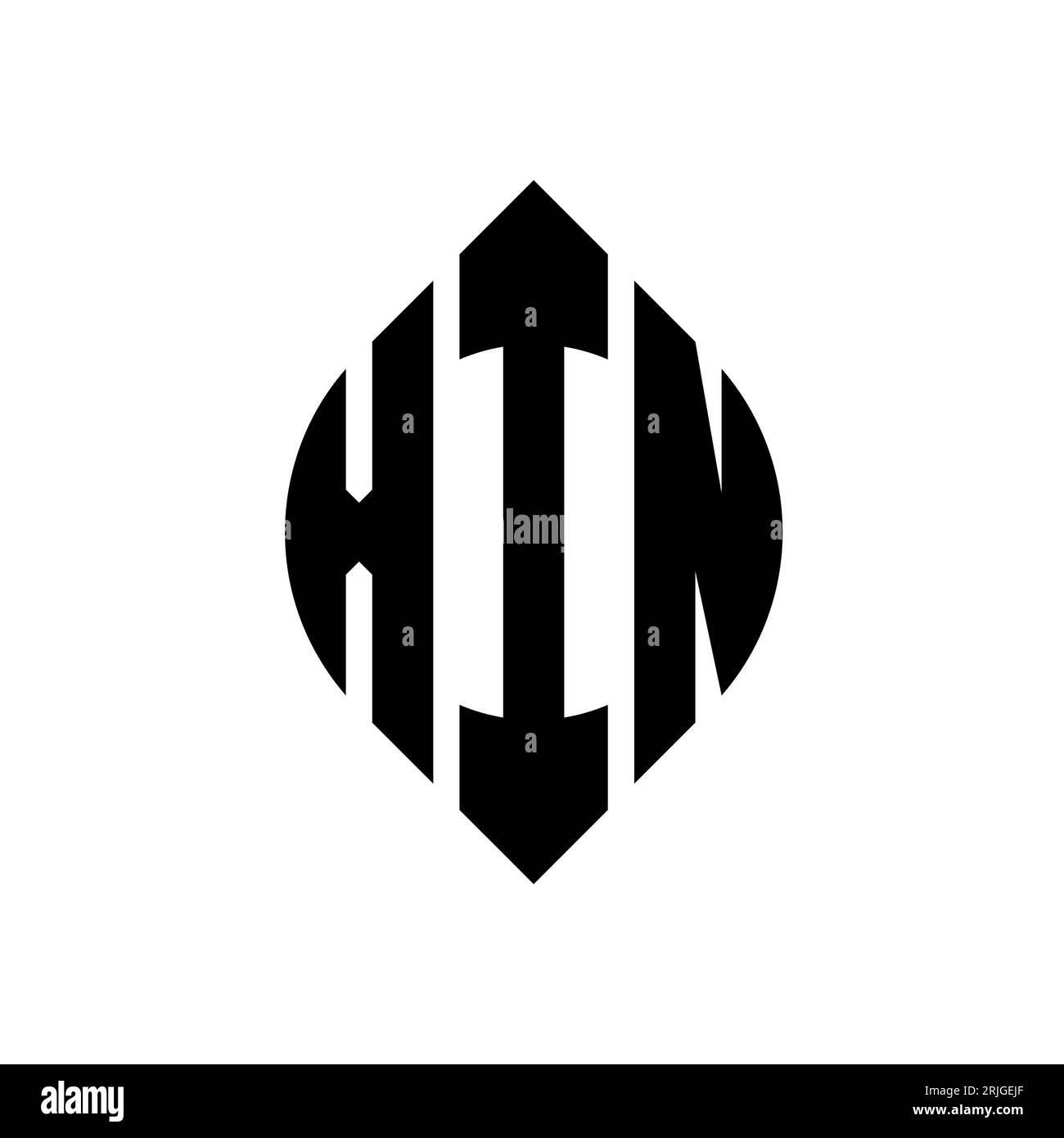 XIN circle letter logo design with circle and ellipse shape. XIN ...