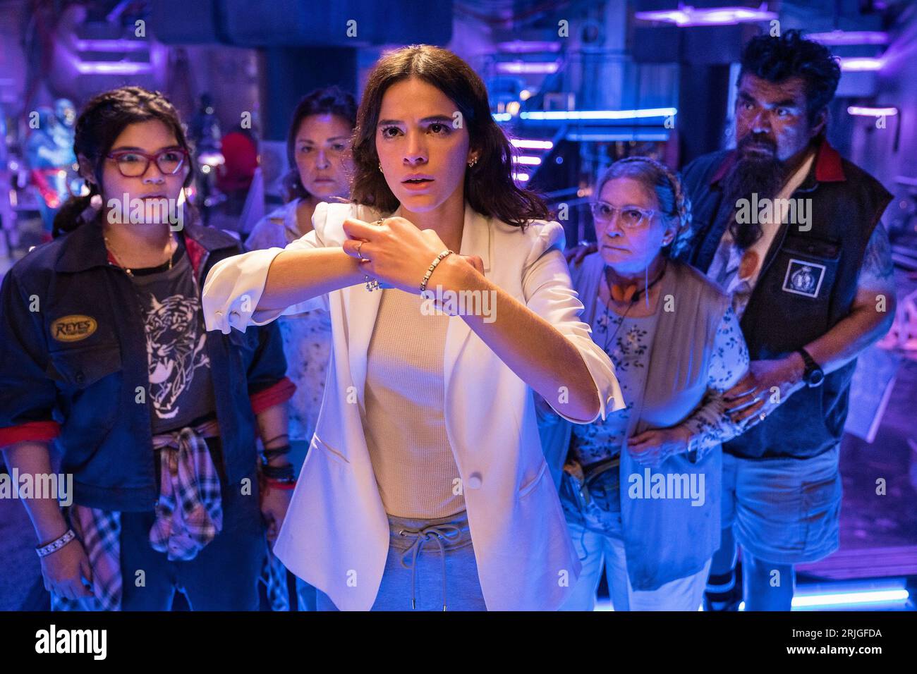 BLUE BEETLE, from left: Belissa Escobedo, Elpidia Carrillo, Bruna ...