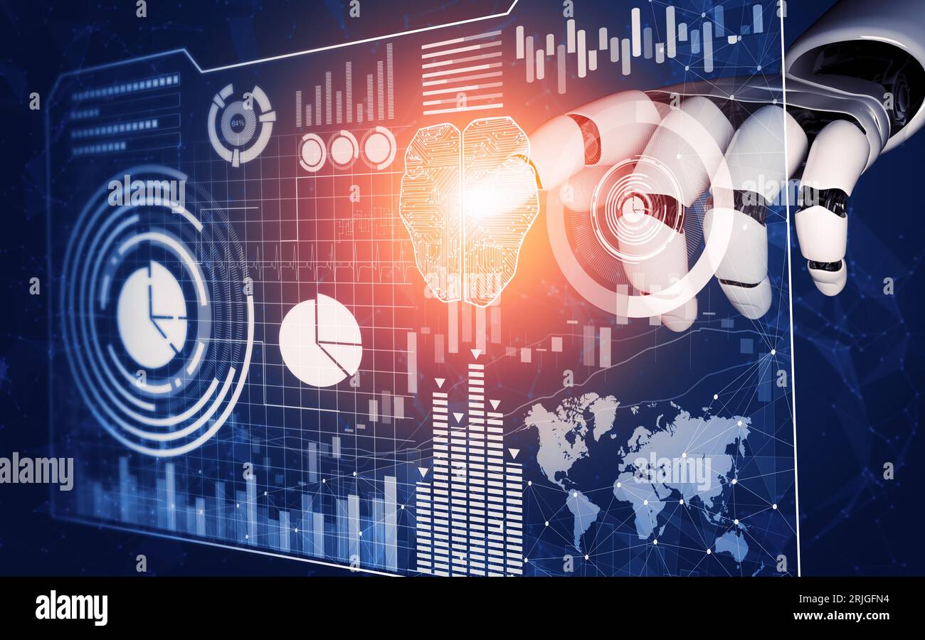 3D Rendering Futuristic robot technology development, artificial ...