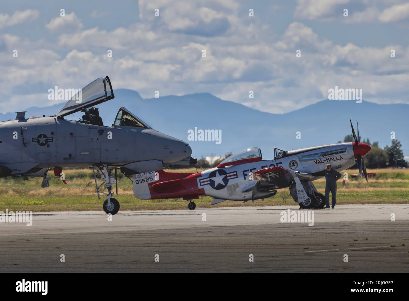 North American P-51 Mustang with A-10 at Boundary Bay Canada Stock ...