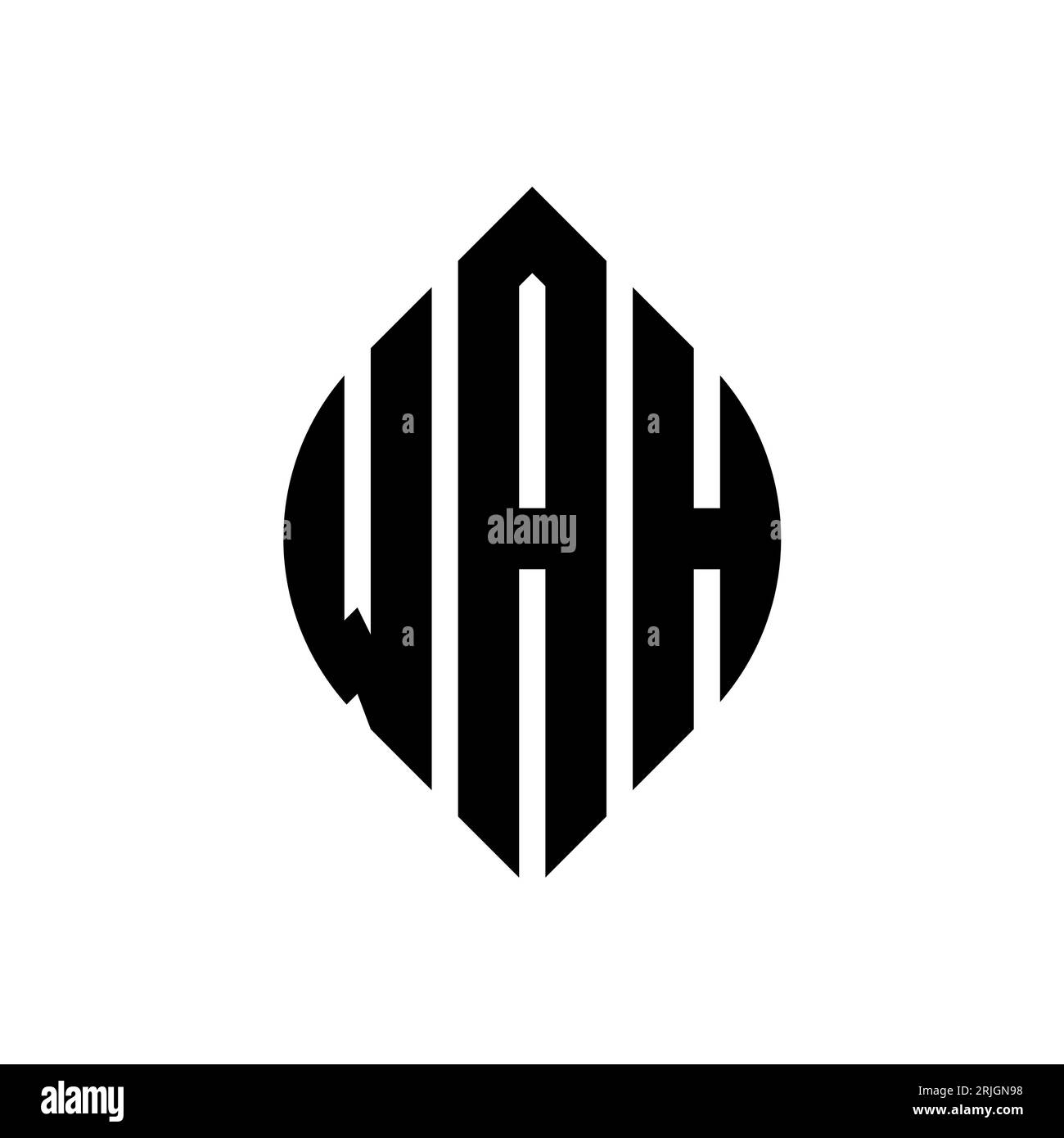 WAH circle letter logo design with circle and ellipse shape. WAH ...