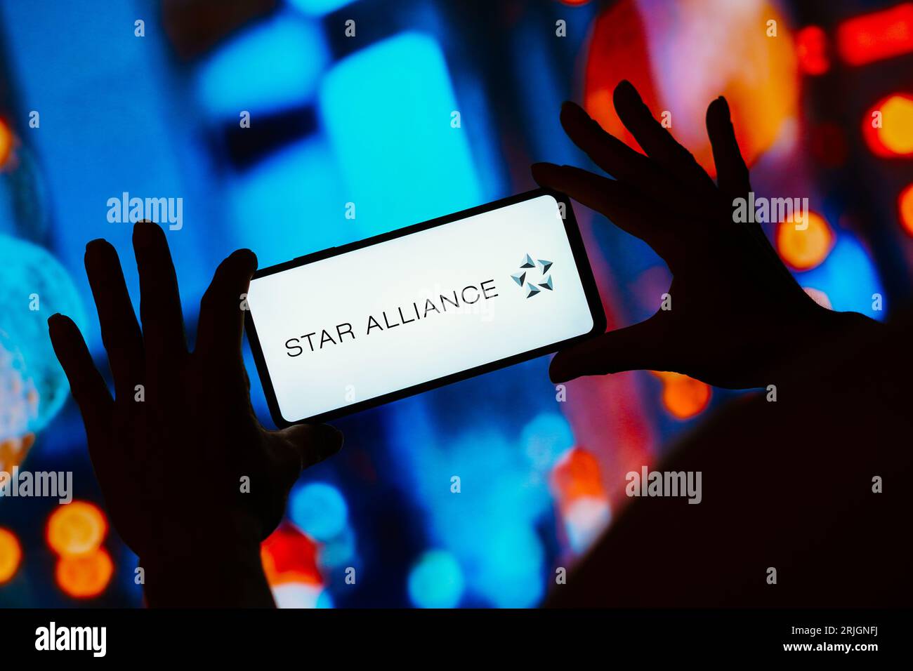In this photo illustration, the Star Alliance logo seen displayed on a ...