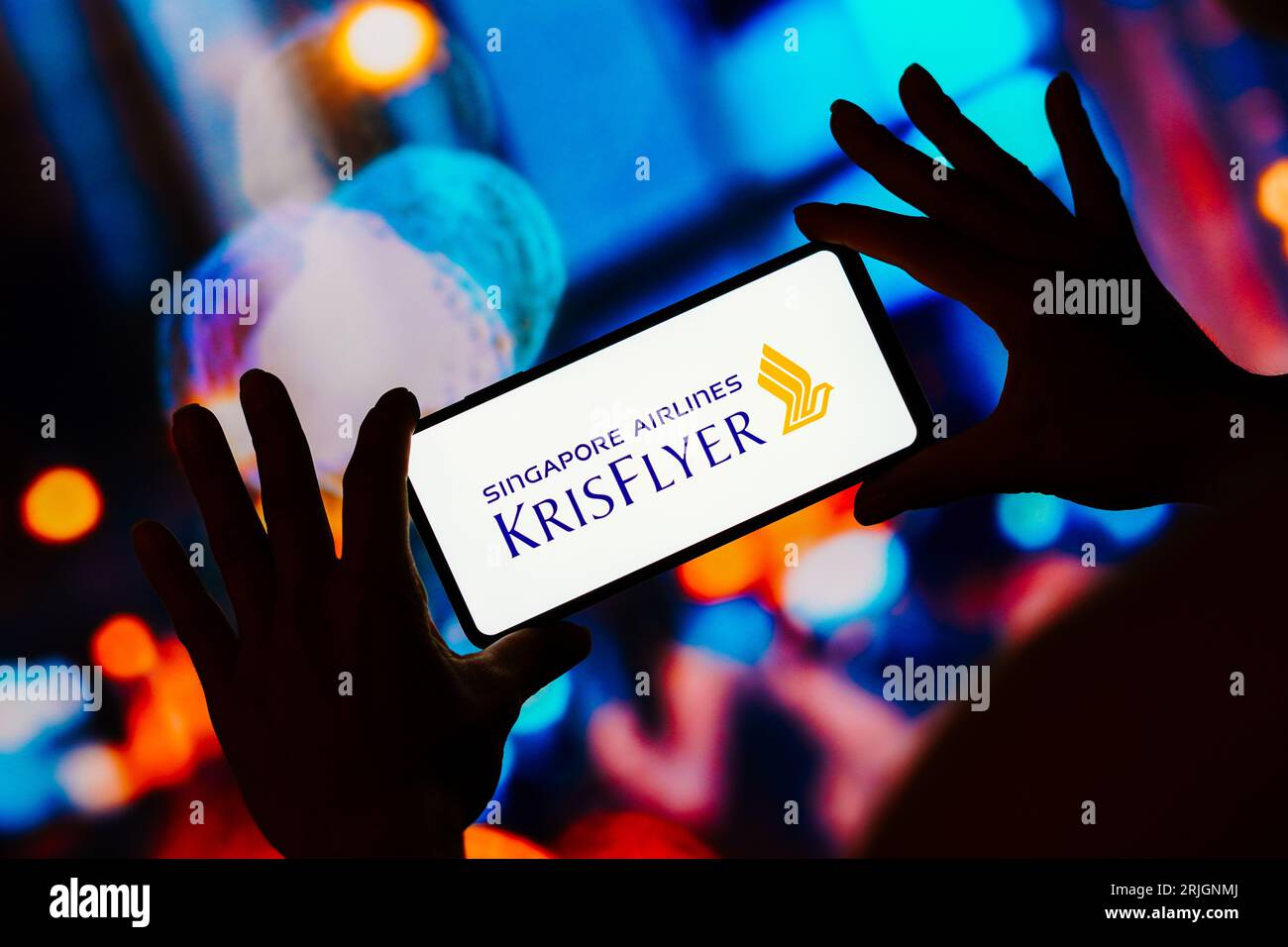 In this photo illustration, the KrisFlyer (Singapore Airlines) logo ...