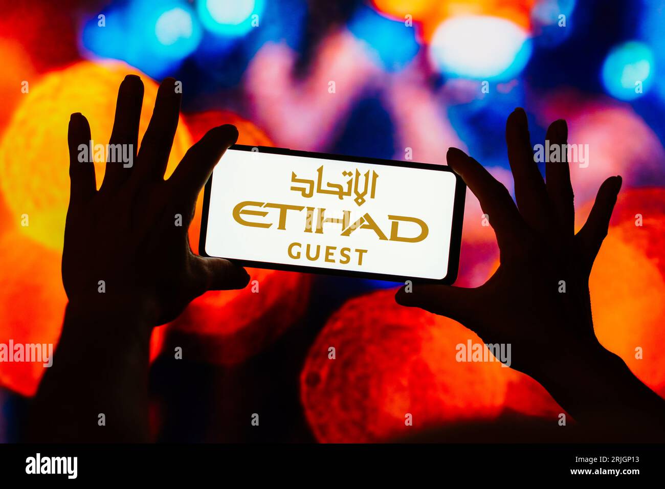 In this photo illustration, the Etihad Guest (Etihad Airways) logo seen ...