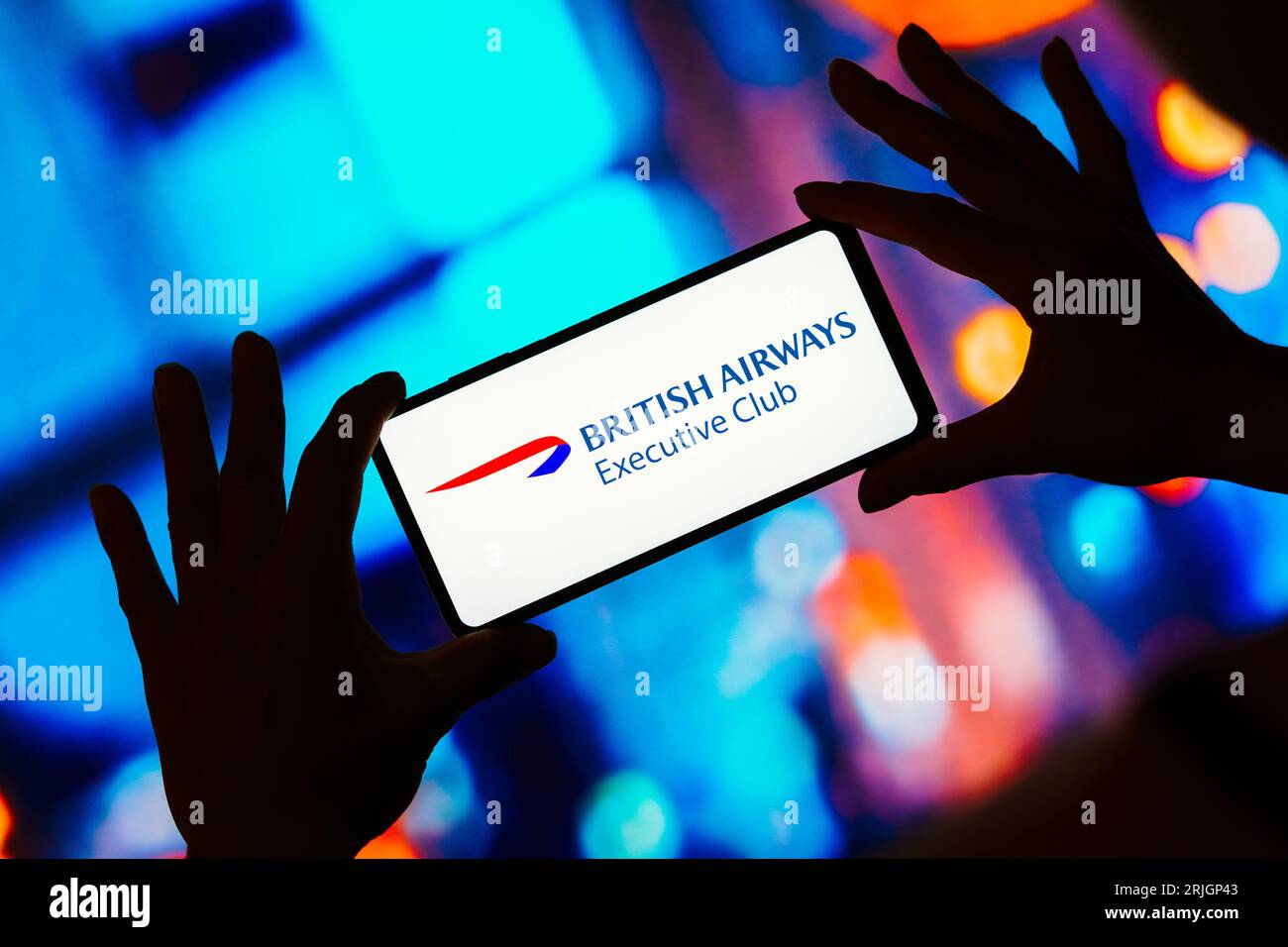 In this photo illustration, the British Airways Executive Club logo ...