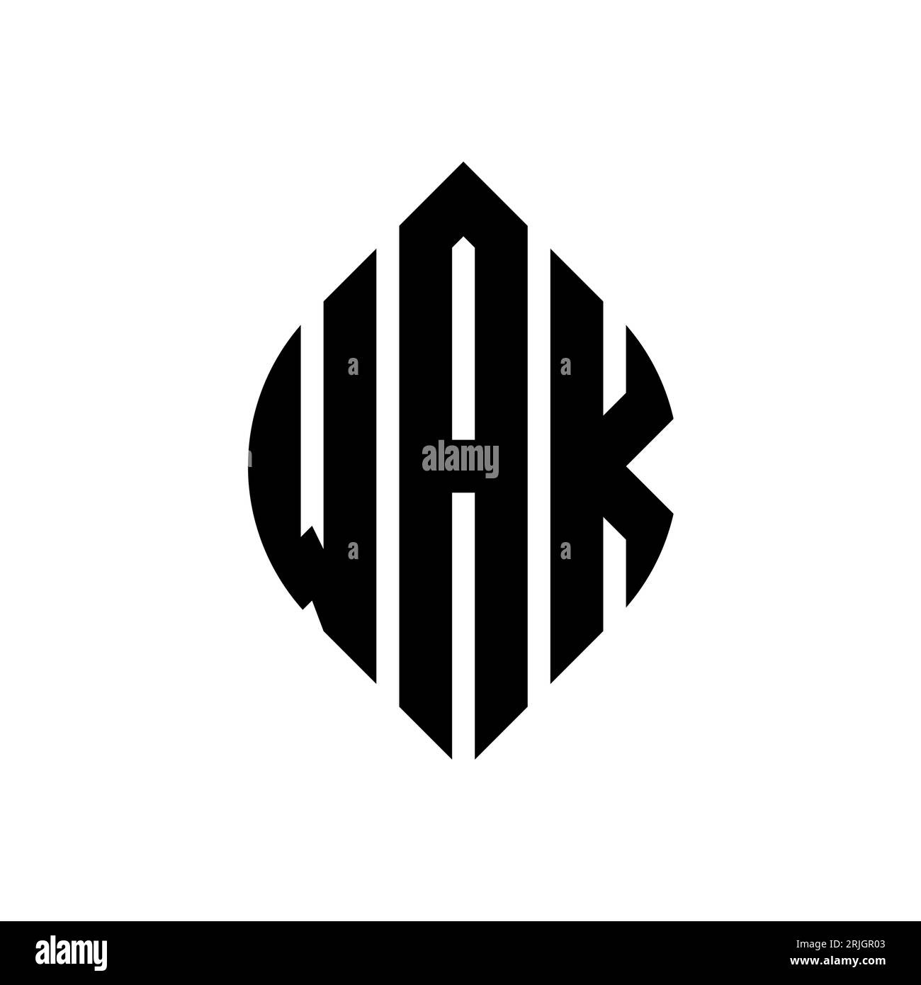 WAK circle letter logo design with circle and ellipse shape. WAK ...