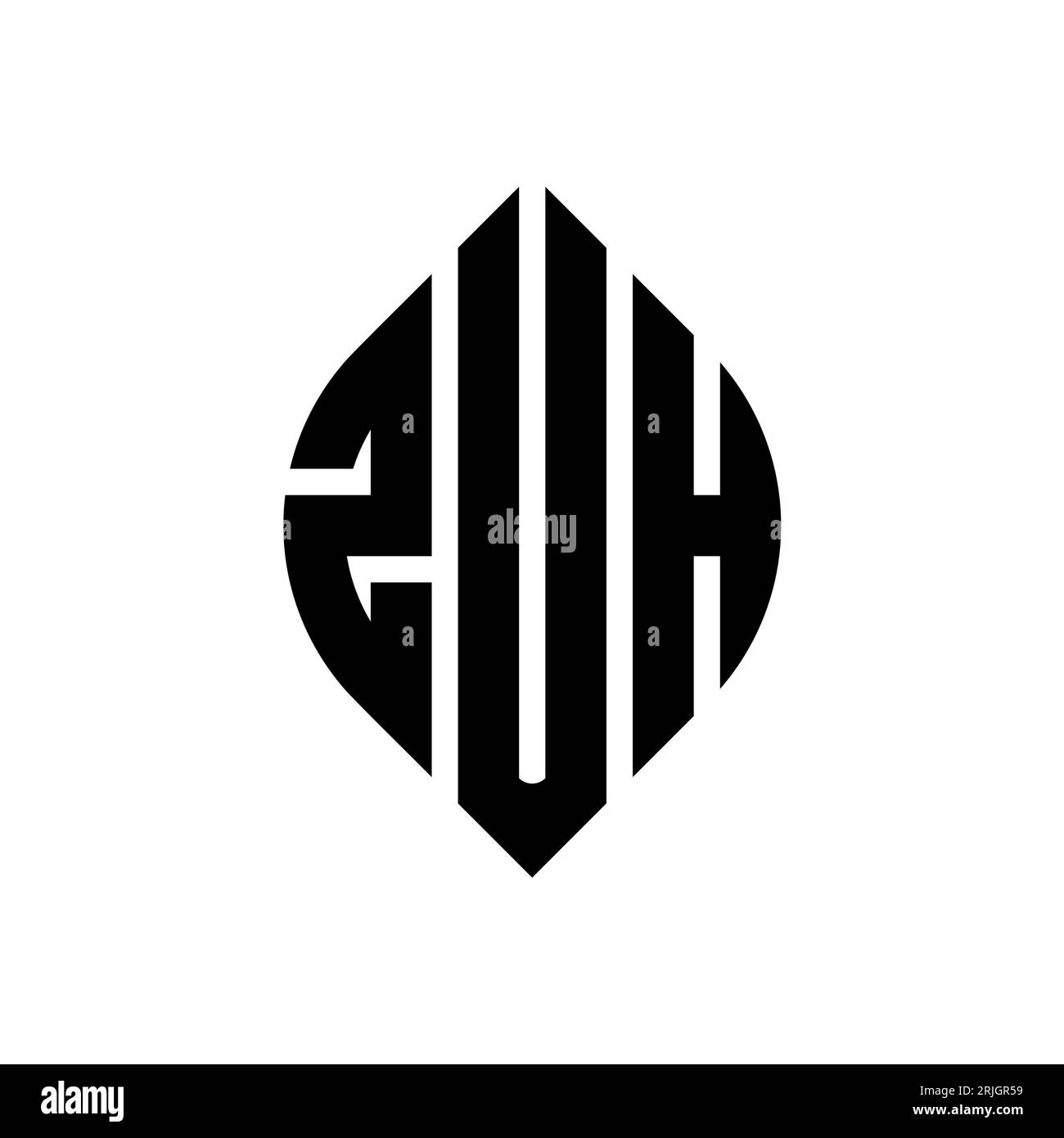 ZUH circle letter logo design with circle and ellipse shape. ZUH ...