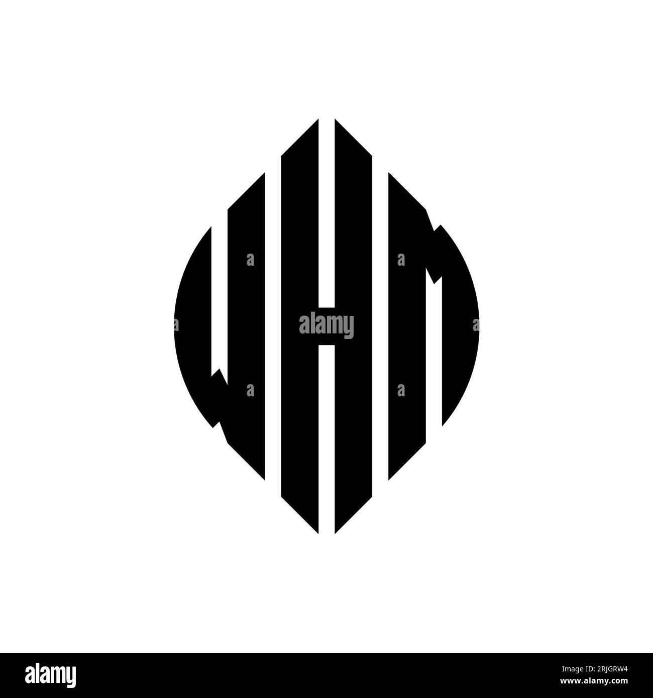 WHM circle letter logo design with circle and ellipse shape. WHM ...