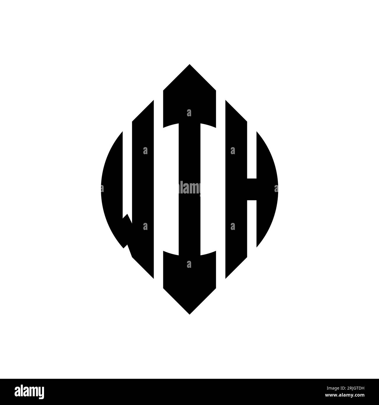 WIH circle letter logo design with circle and ellipse shape. WIH ...