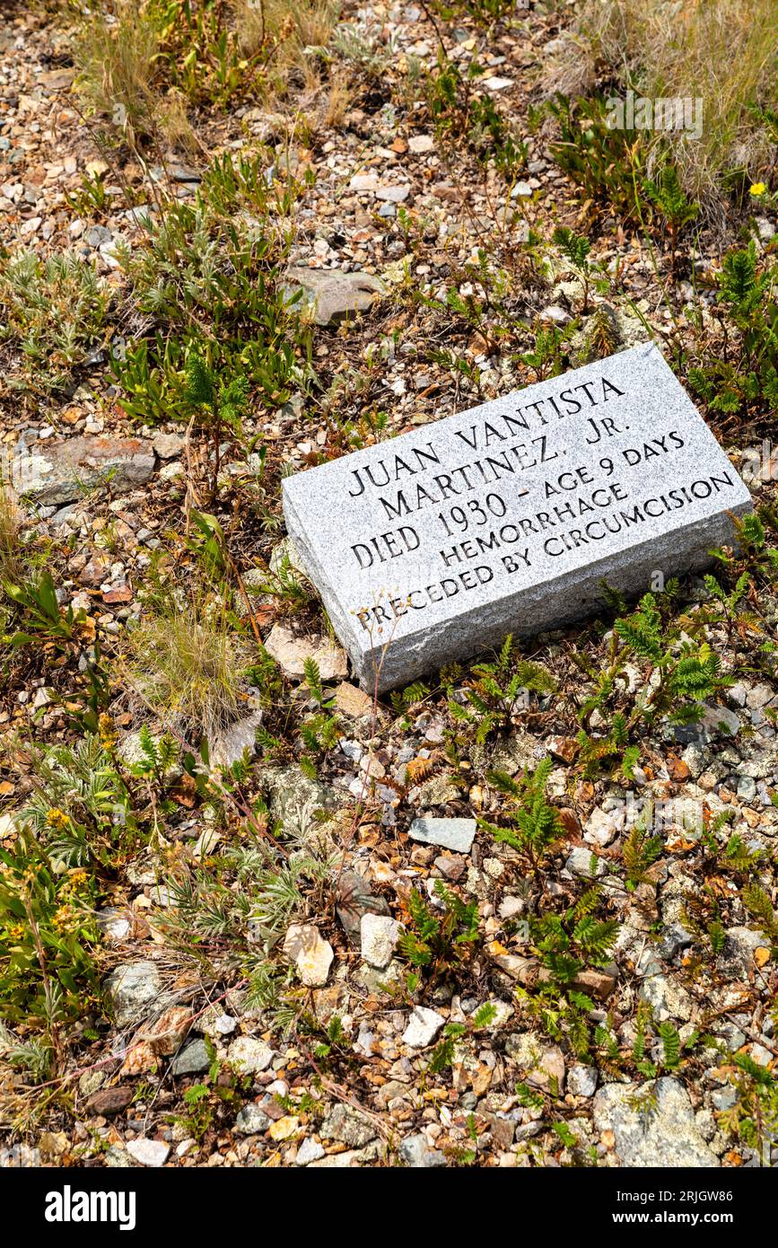 The old headstones at Silverton Hillside Cemetery offer brief epitaphs ...