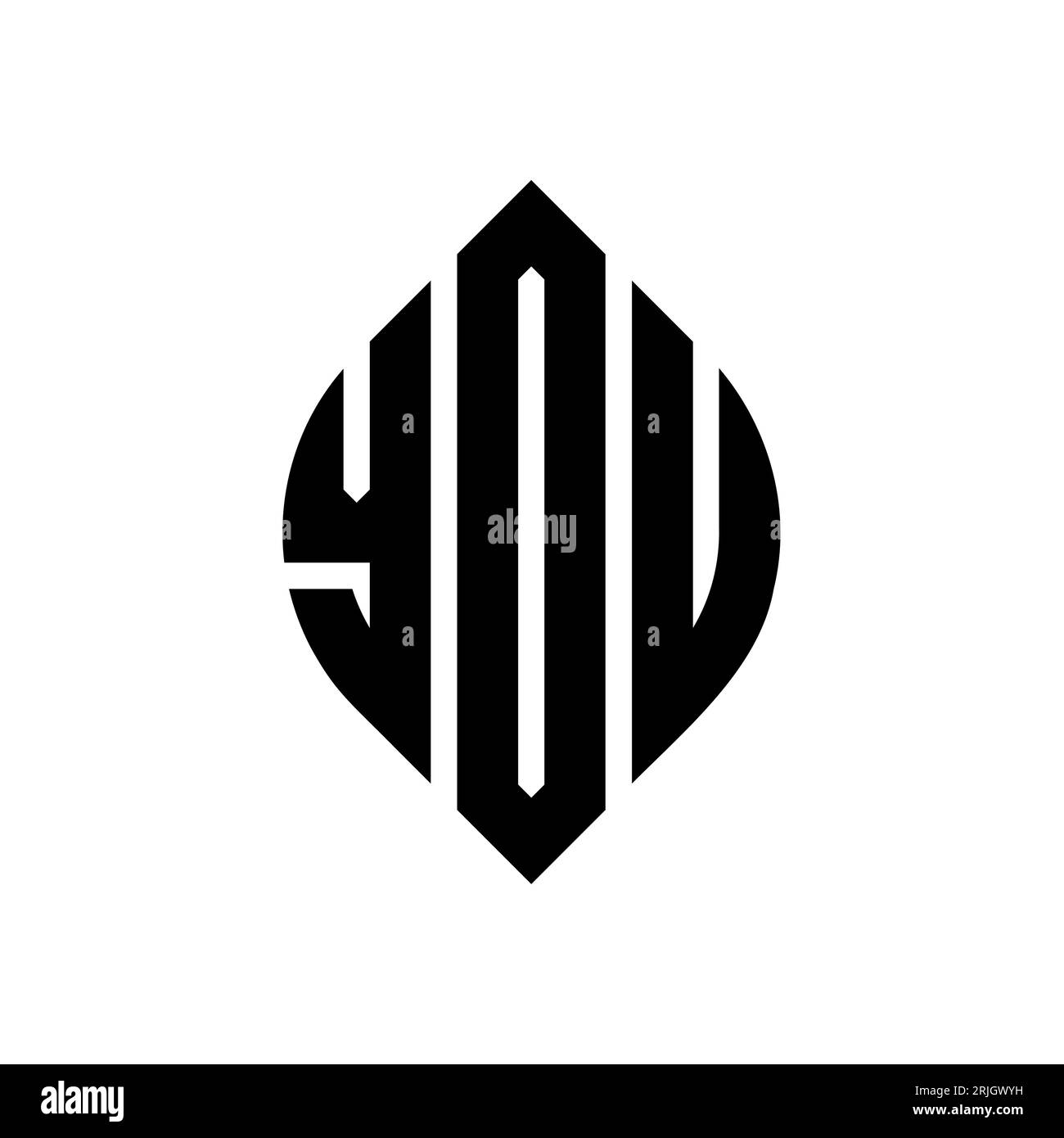 YOU circle letter logo design with circle and ellipse shape. YOU ...