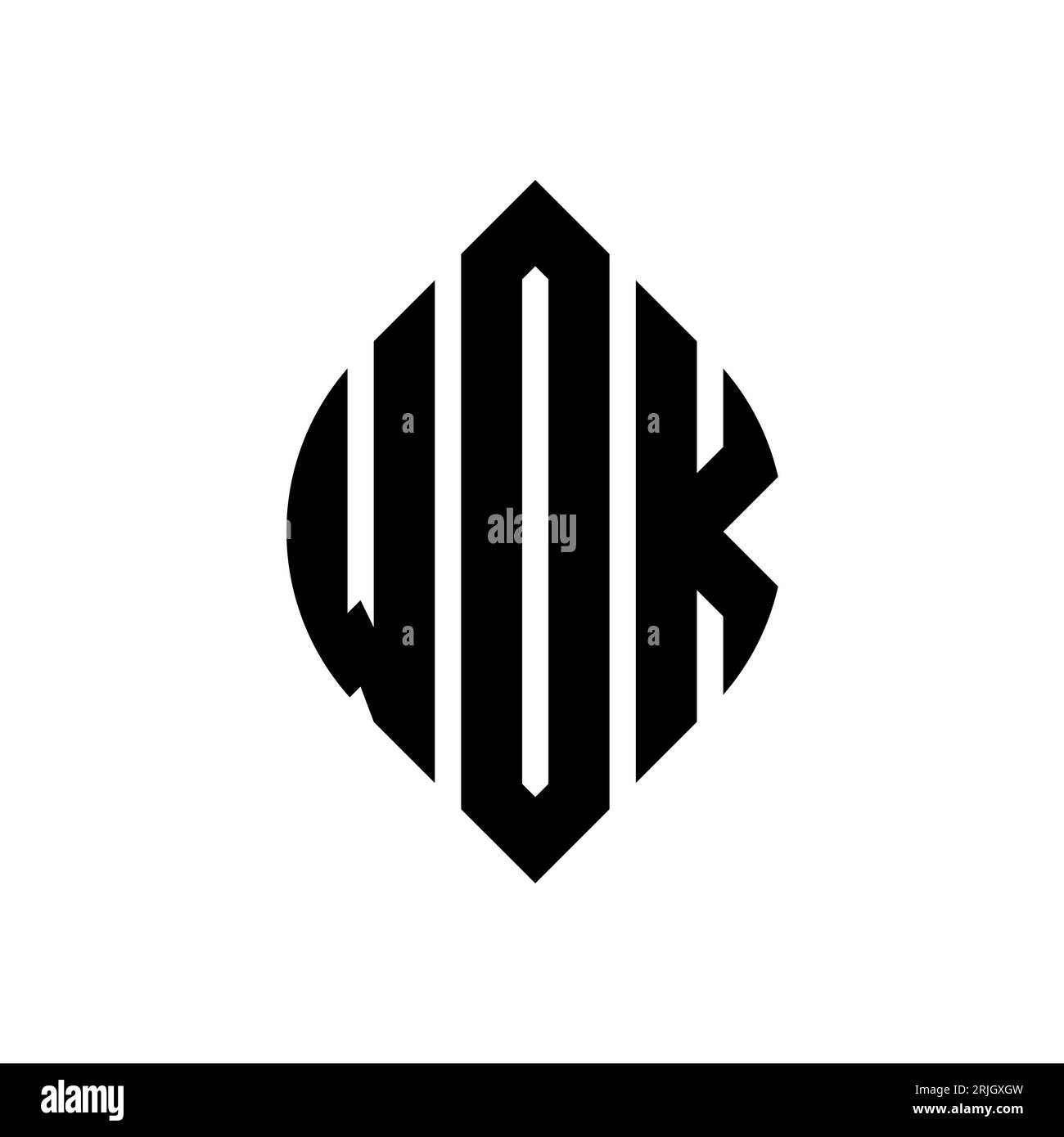 WOK circle letter logo design with circle and ellipse shape. WOK ...