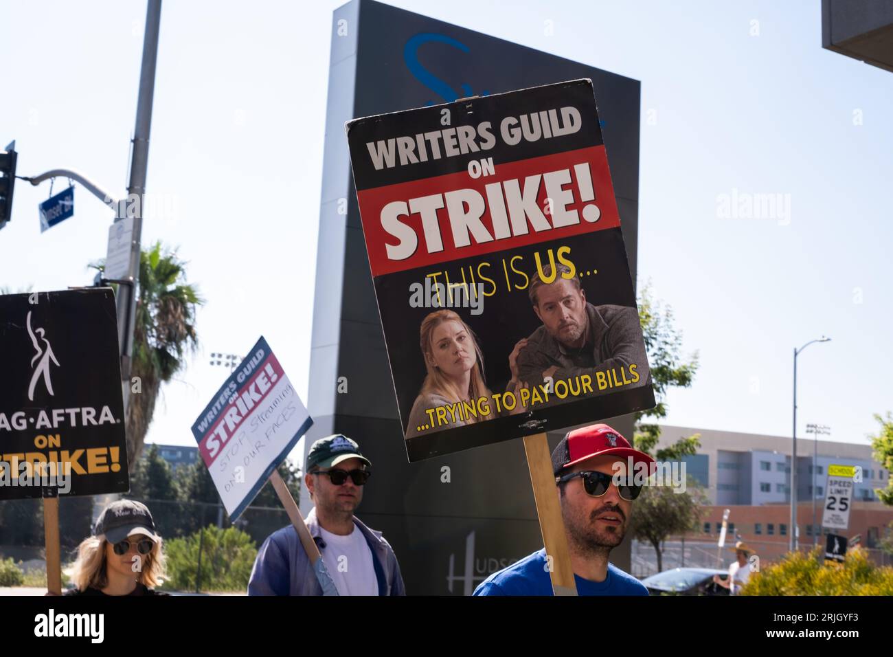 Los Angeles, USA. 22 Aug, 2023. SAG-Aftra writers on strike outside the ...