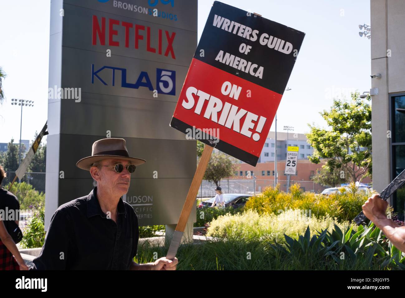 Los Angeles, USA. 22 Aug, 2023. SAG-Aftra writers on strike outside the ...