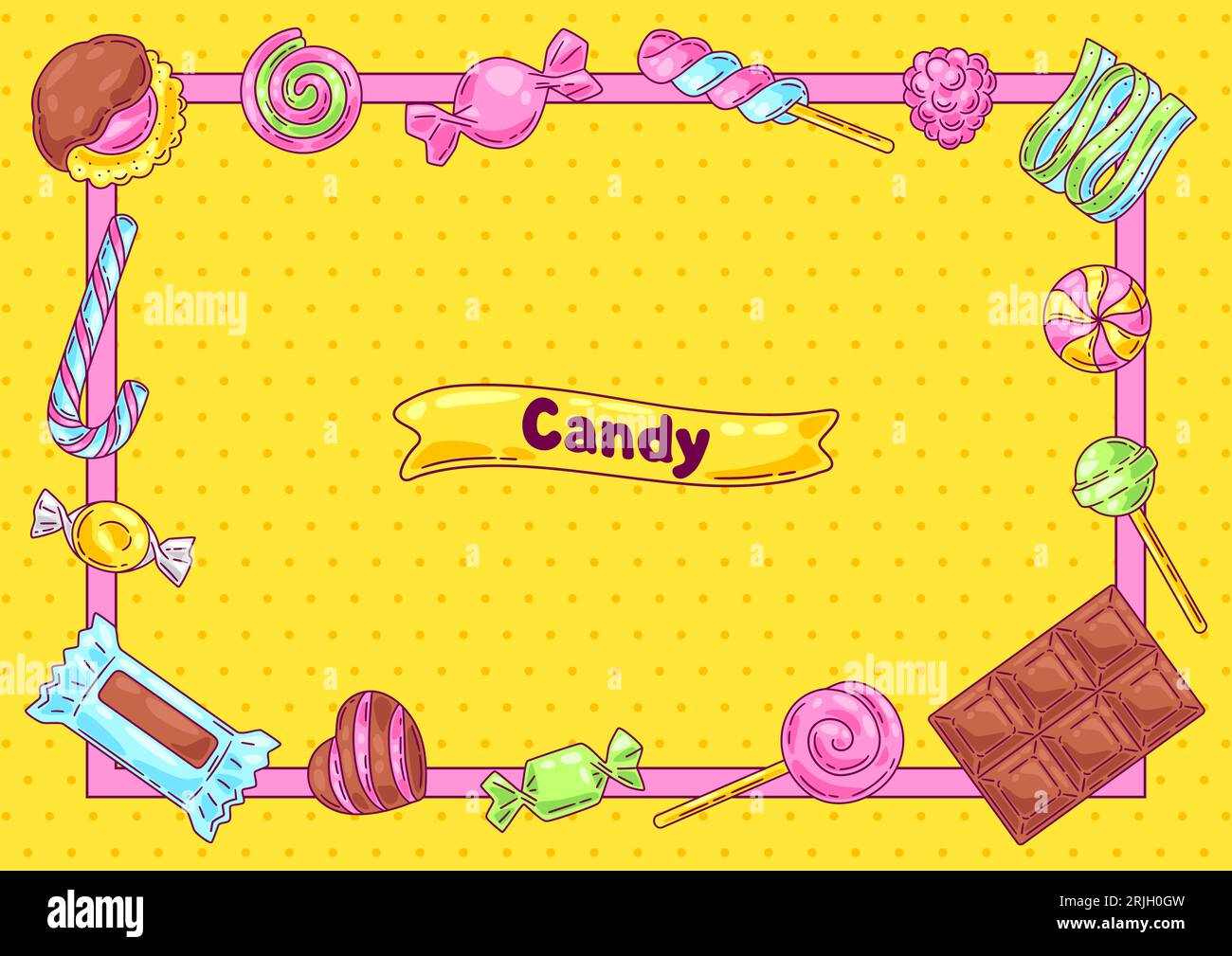 Frame with candies and sweets. Design for confectionery or candy shop ...