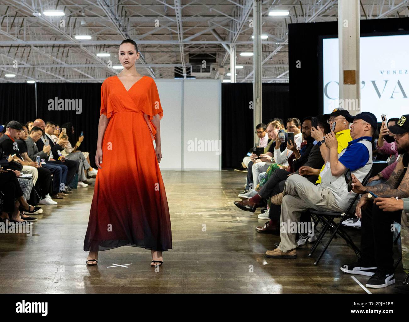Toronto, Canada. 22nd Aug, 2023. A model presents a creation during a ...