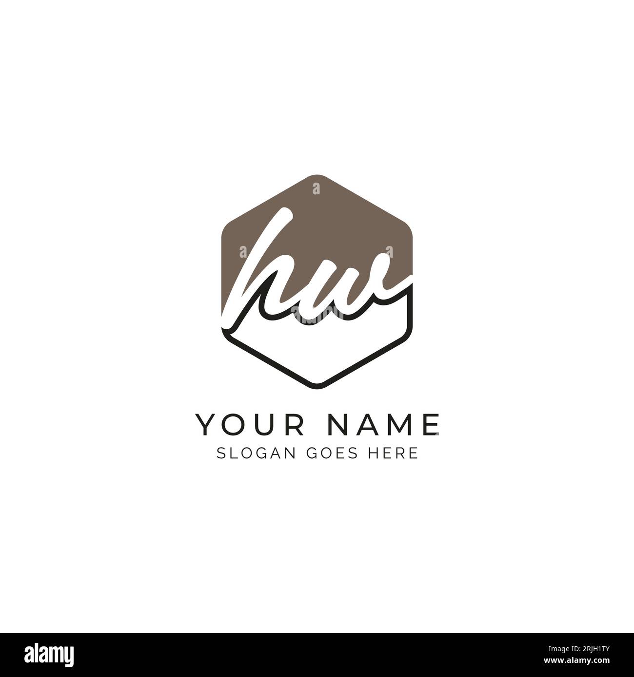 H, W, HW Initial letter handwritten and signature vector image template ...