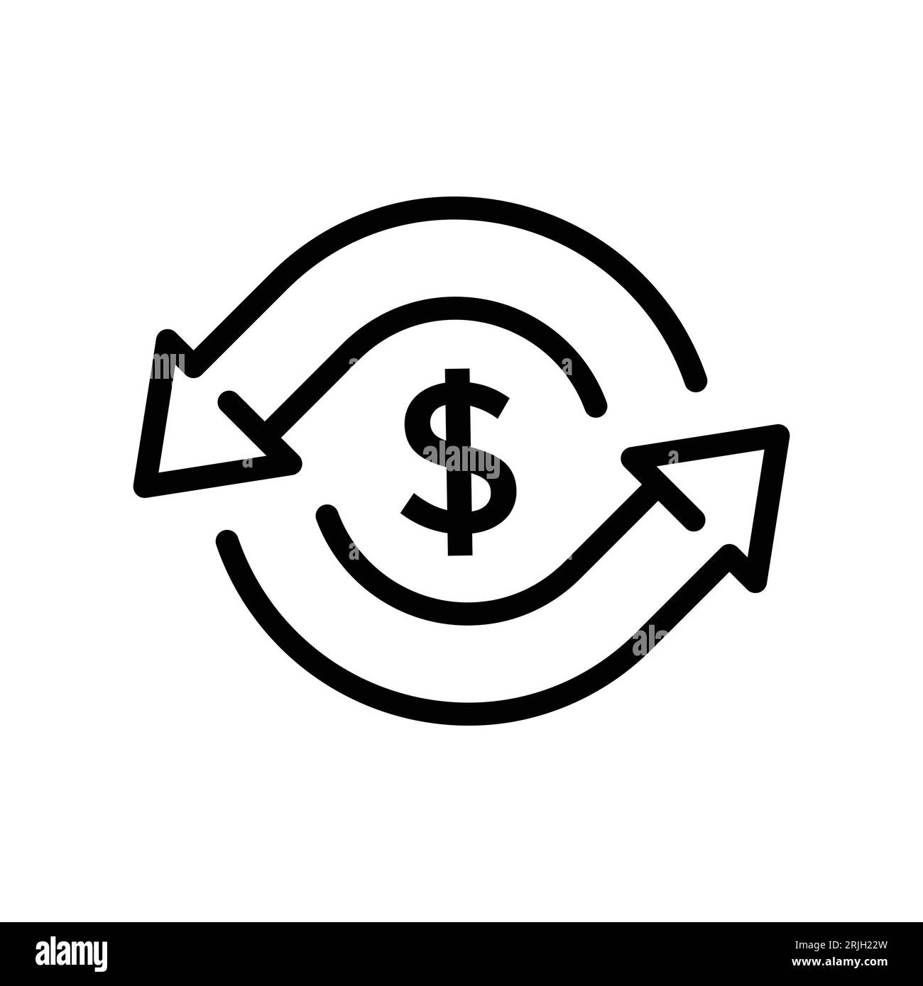 return money icon, cash back rebate, cash back thin line web symbol on ...