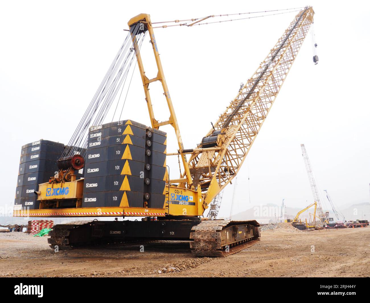 Big cranes working at Chancay port facilities, still under construction ...