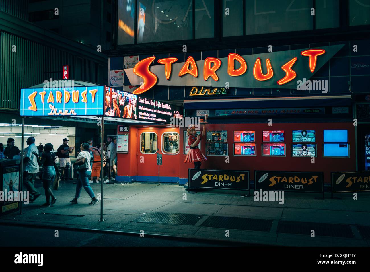 Ellens Stardust Diner vintage sign at night, Manhattan, New York Stock ...