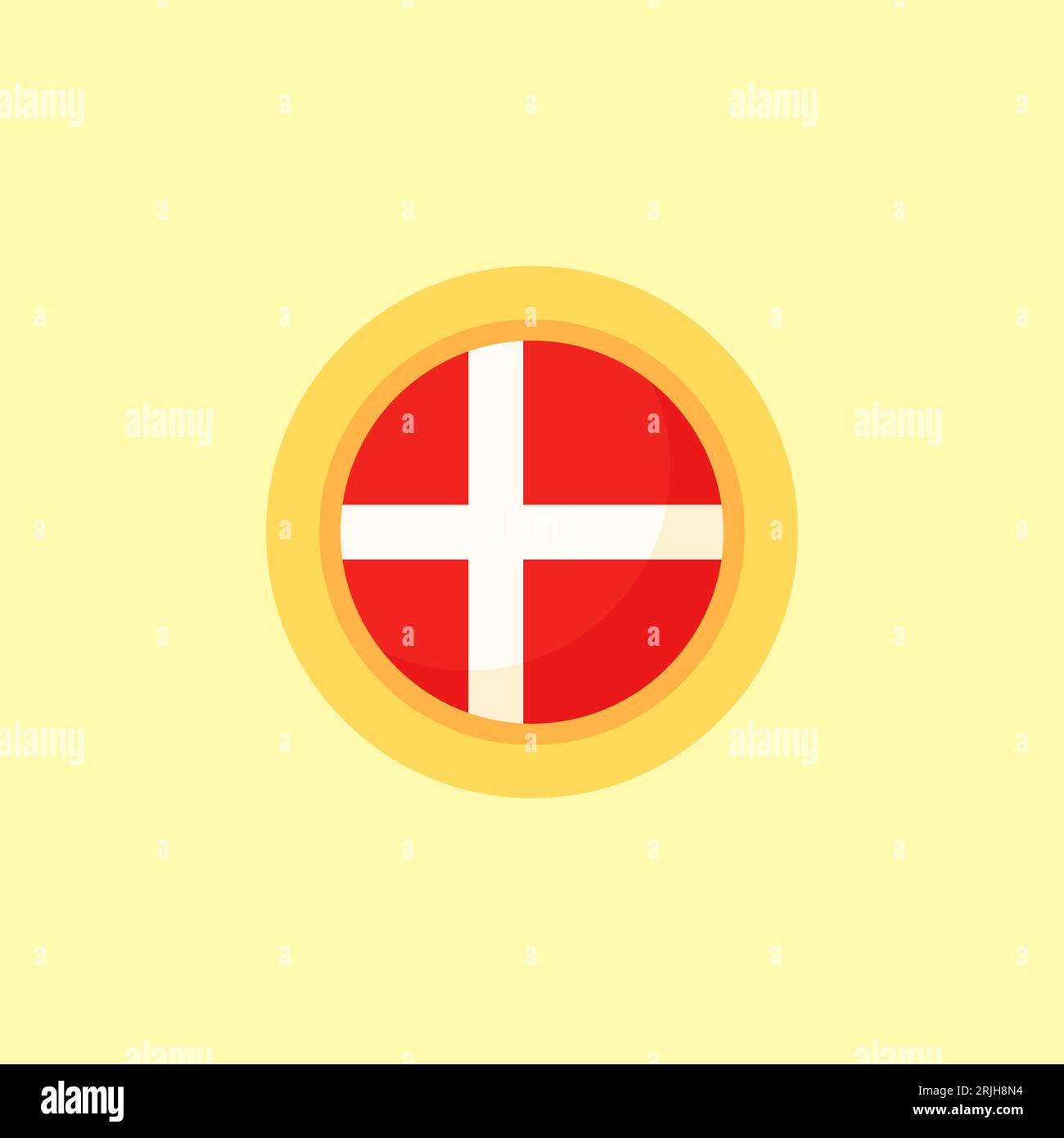 Flag of Denmark with round frame. Flat design style Stock Vector Image ...