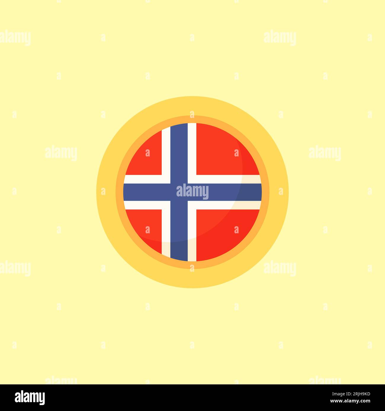 Flag of Norway with round frame. Flat design style Stock Vector Image ...