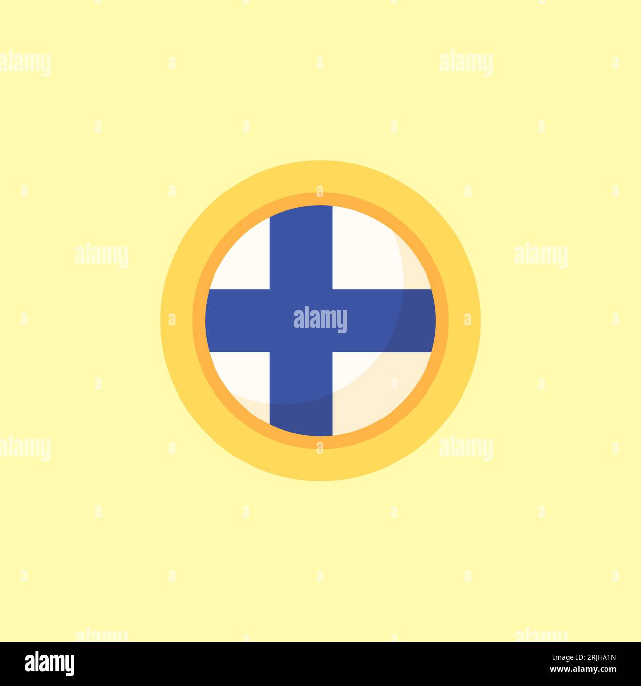 Flag of Finland with round frame. Flat design style Stock Vector Image ...