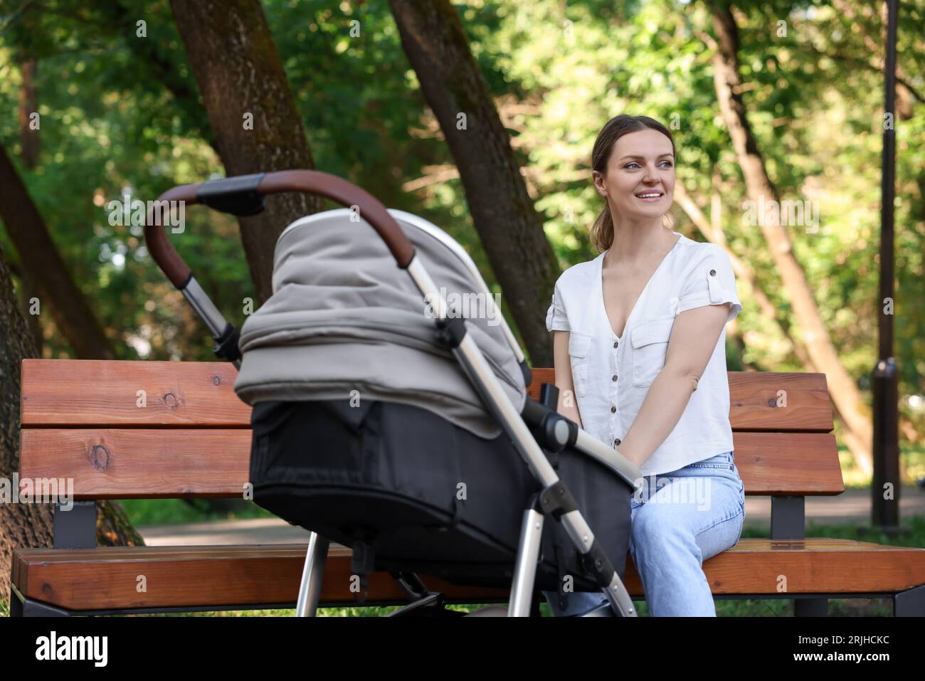 Babysitter and child in park hi-res stock photography and images - Alamy