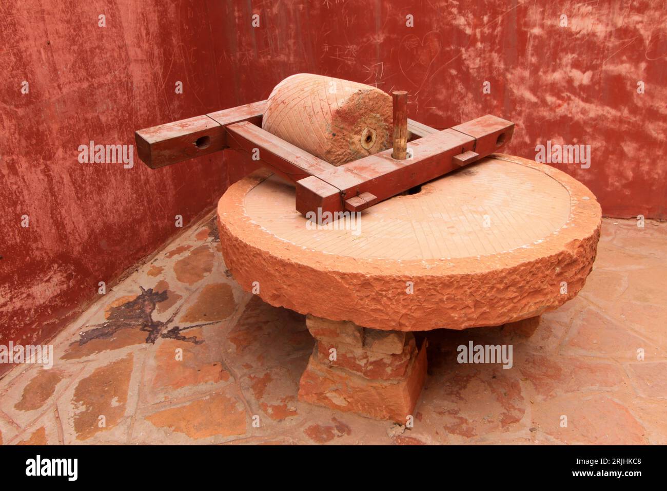 Ancient Chinese tools used for grinding wheat, in Chinese rural areas ...