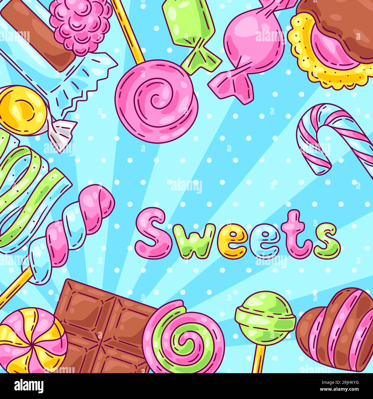 Background with candies and sweets. Design for confectionery or candy ...