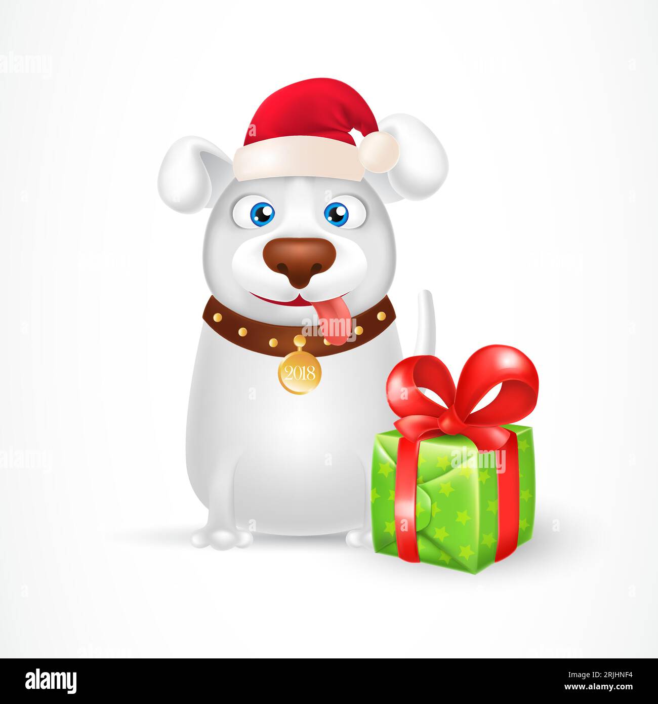 Funny cartoon dog present Stock Vector Images - Alamy