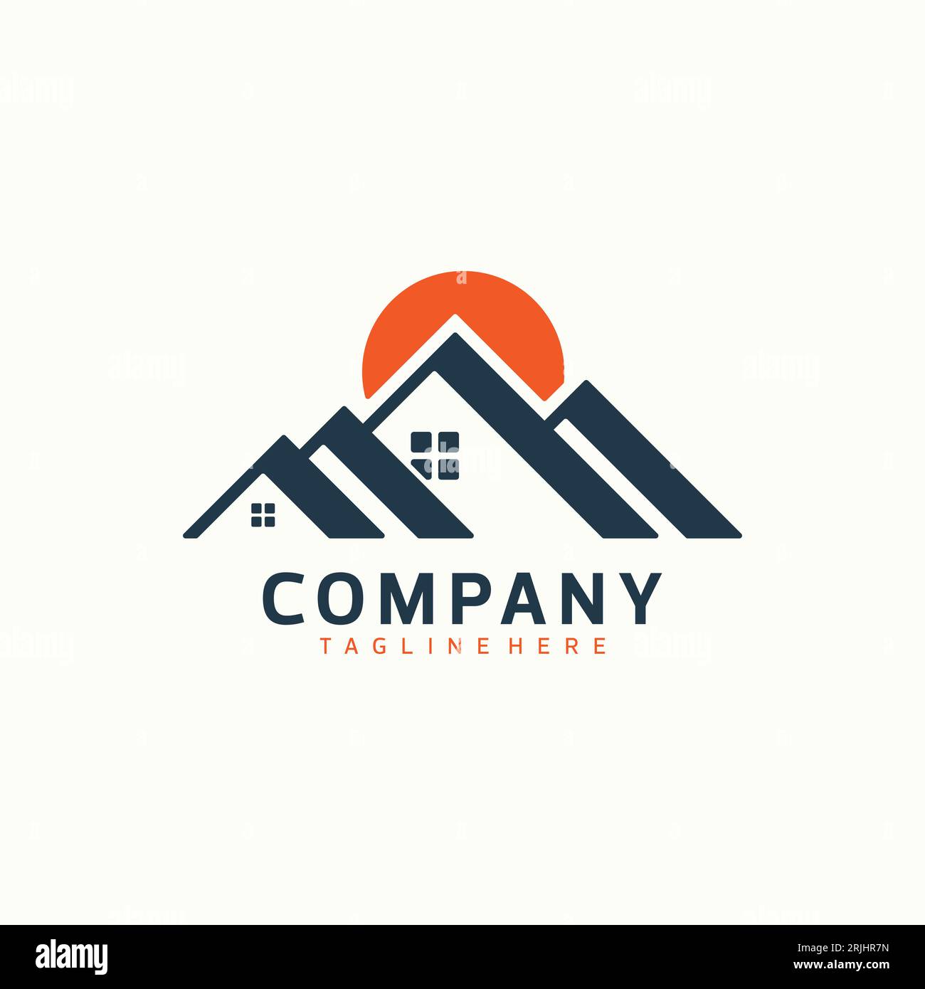 House mountain residence minimalist logo for real estate or landscaping. Vector illustration ...