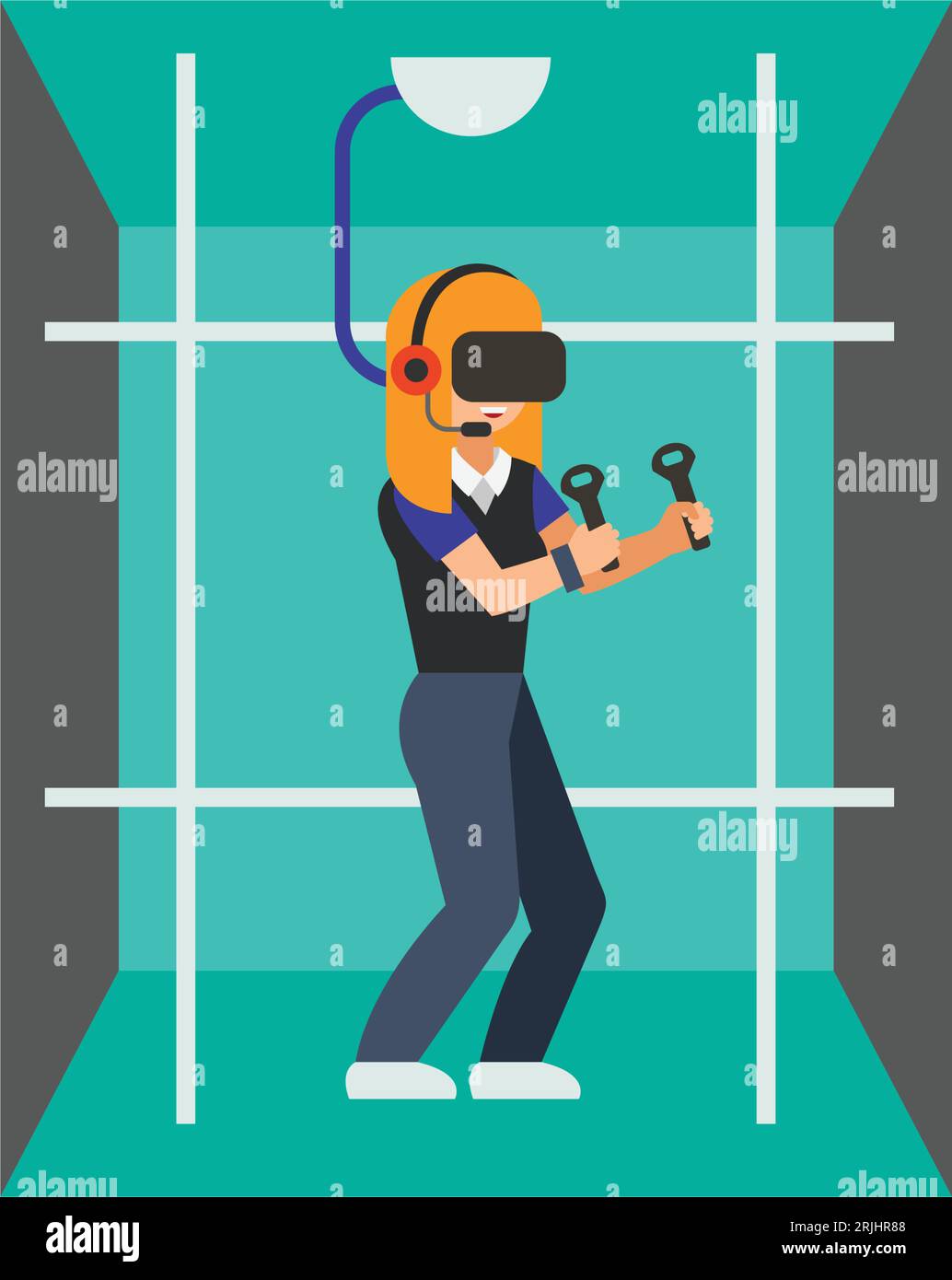 Woman in vr headset wearing Stock Vector Images - Alamy