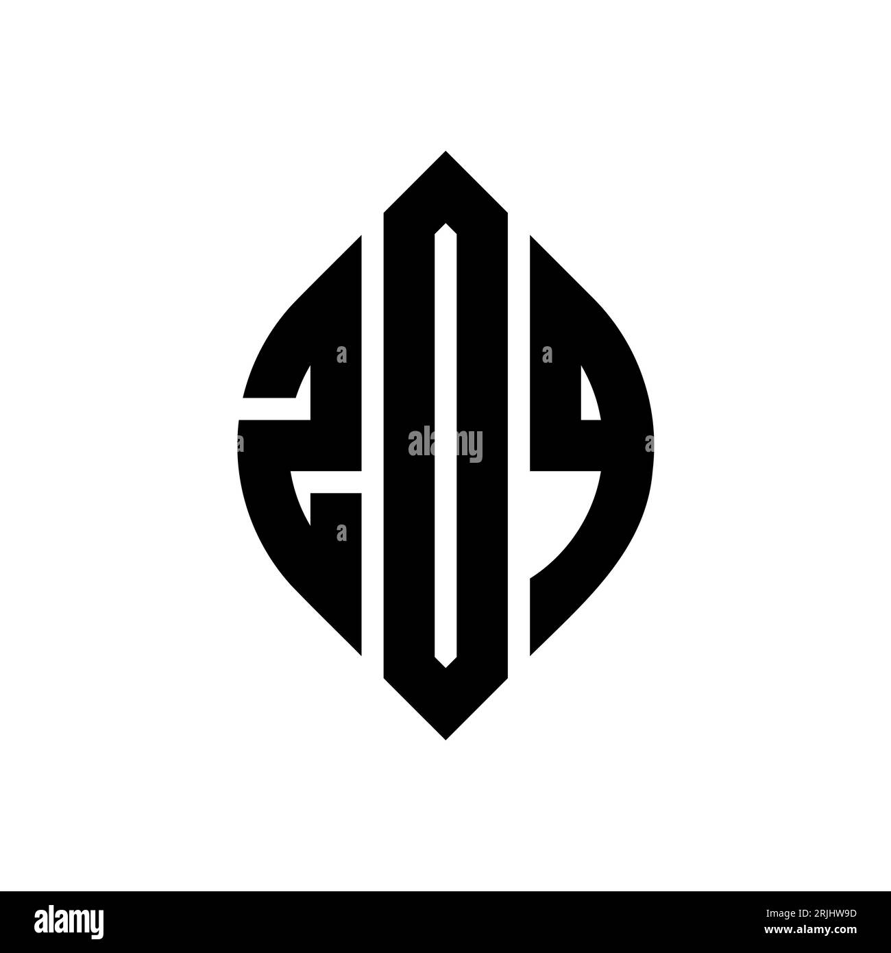 ZDQ circle letter logo design with circle and ellipse shape. ZDQ ...