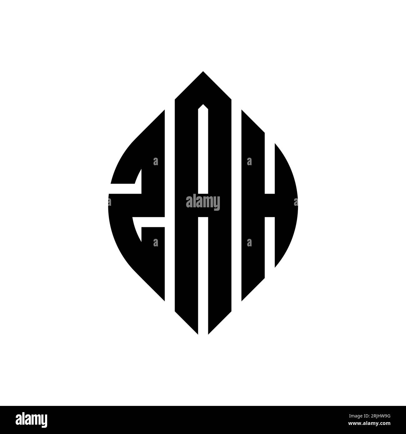 ZAH circle letter logo design with circle and ellipse shape. ZAH ...