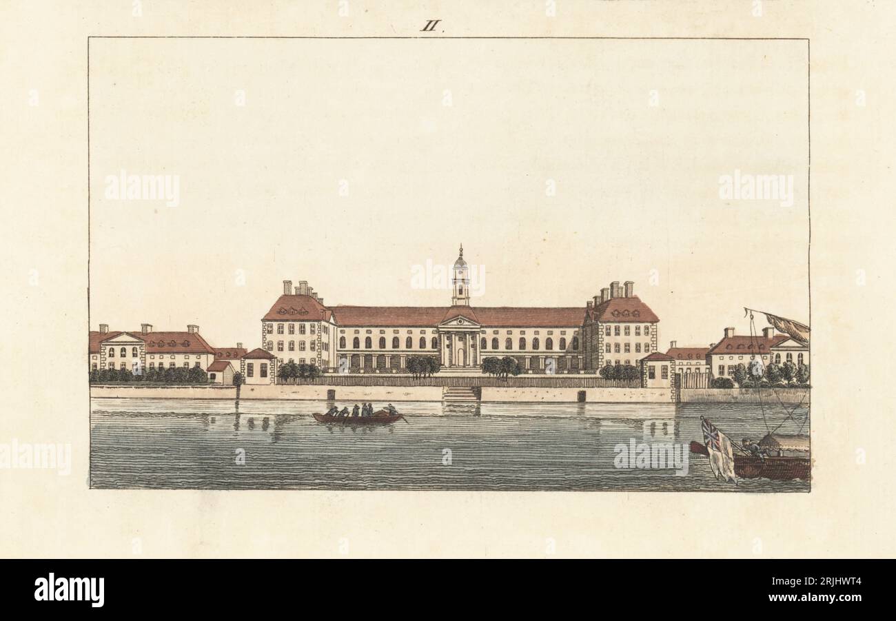 Chelsea Hospital viewed from the River Thames, London. The Royal ...