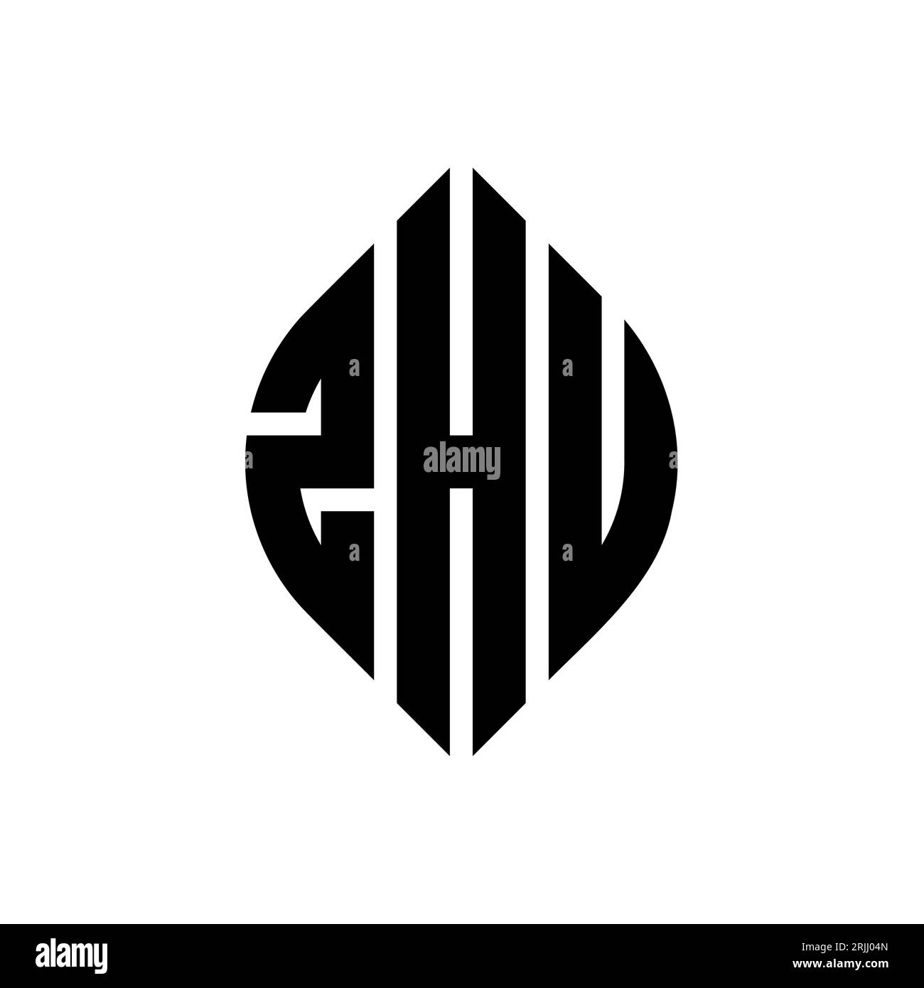 ZHU circle letter logo design with circle and ellipse shape. ZHU ...