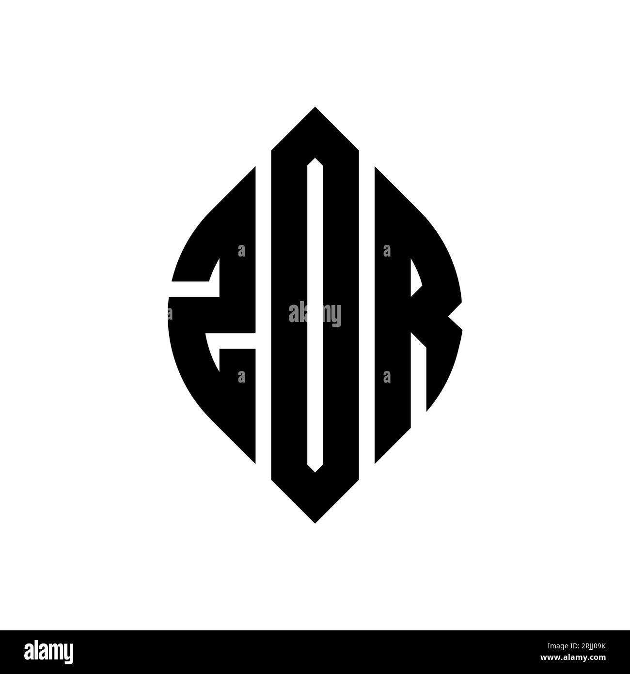 ZOR circle letter logo design with circle and ellipse shape. ZOR ...