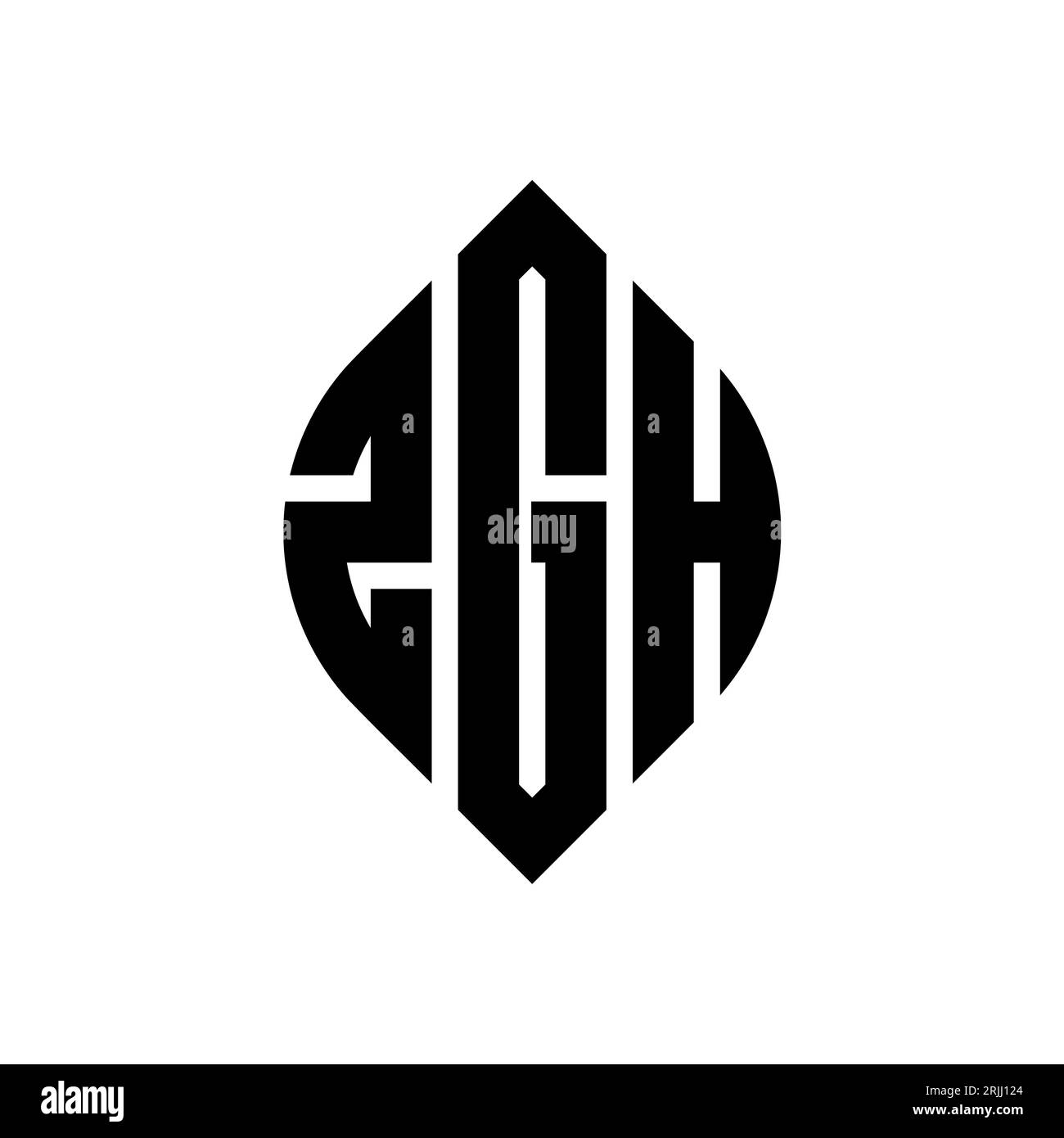 ZGH circle letter logo design with circle and ellipse shape. ZGH ...